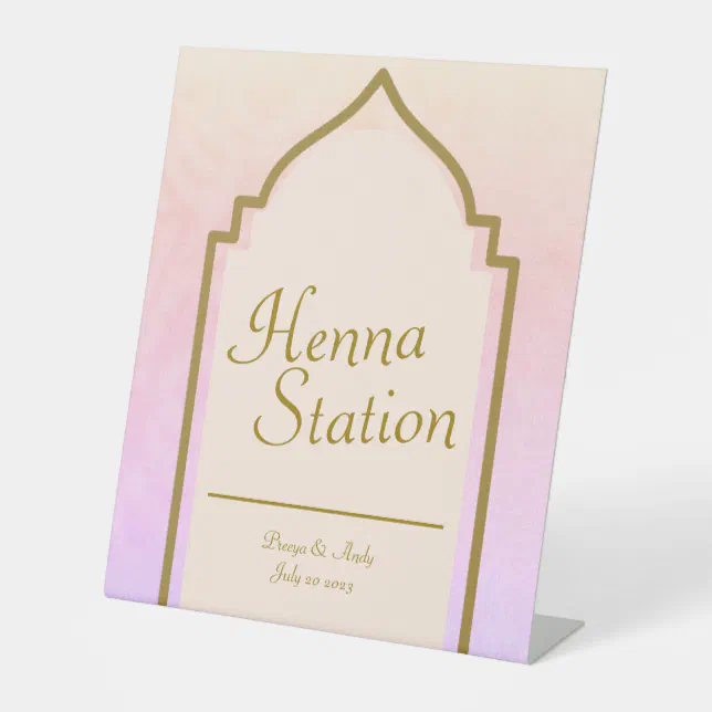 Beautiful Indian Arabian Nights Henna Station Pedestal Sign | Zazzle