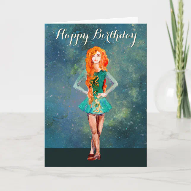 Beautiful Irish Dancer Hard Shoe Dance Birthday Card | Zazzle