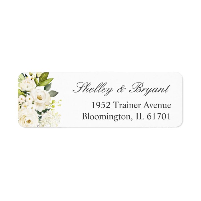 Beautiful Ivory White Roses Floral Return Address Label | Zazzle.com