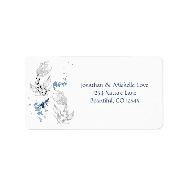 Beautiful Japanese Koi Fish Swimming Address Label | Zazzle