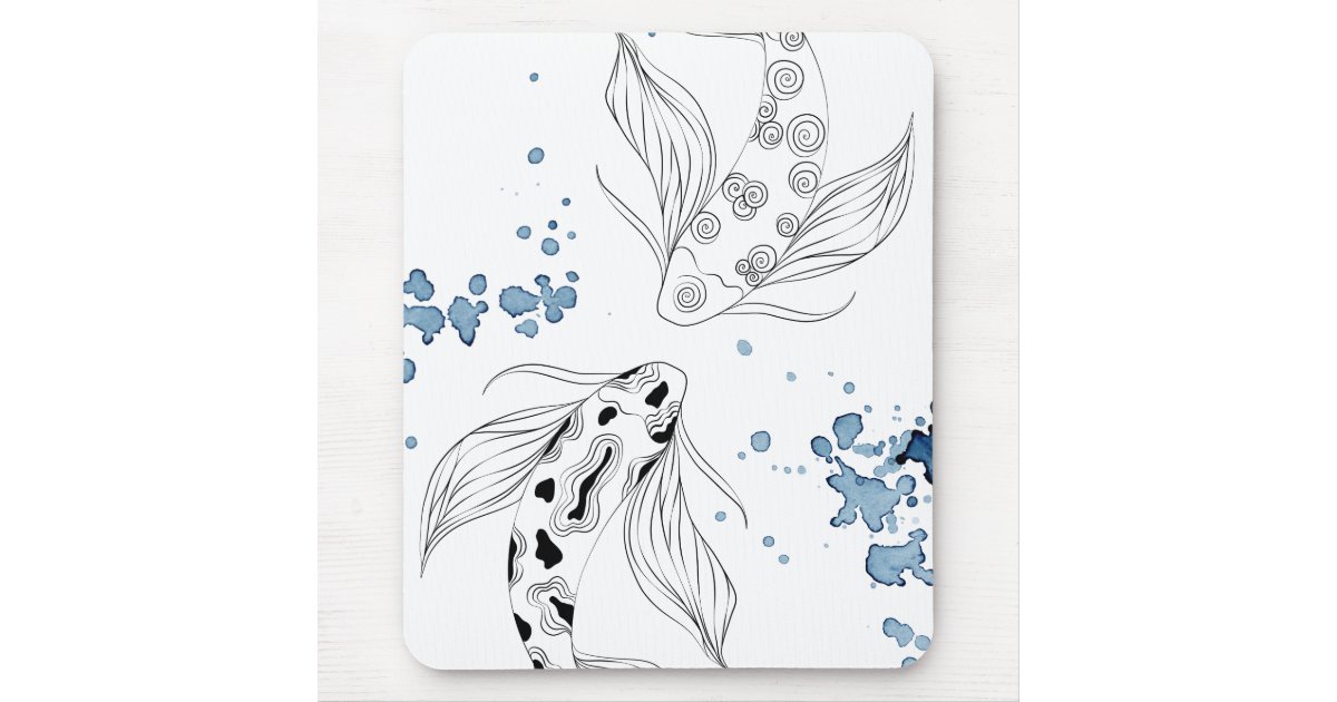 Beautiful Japanese Koi Fish Swimming Mouse Pad | Zazzle