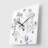 Beautiful Japanese Koi Fish Swimming Square Wall Clock | Zazzle