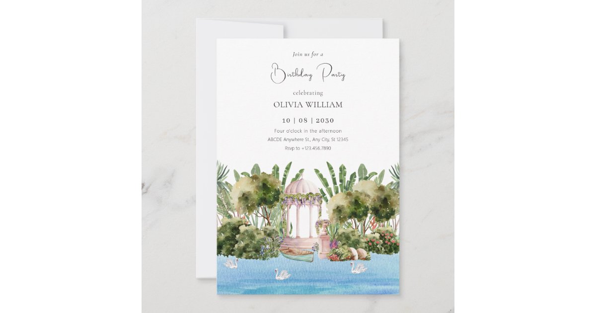 Beautiful jungle river birthday invitation | Zazzle