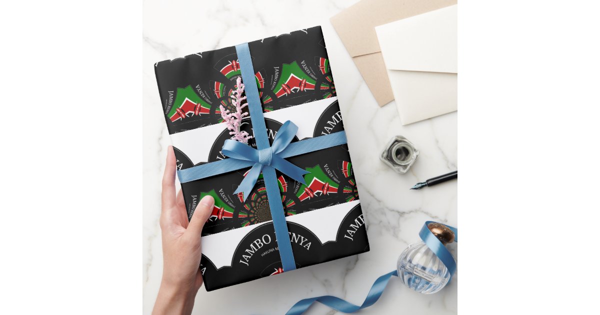 Beautiful Kenya Black Red Green Color Design Flag Wrapping Paper | Zazzle