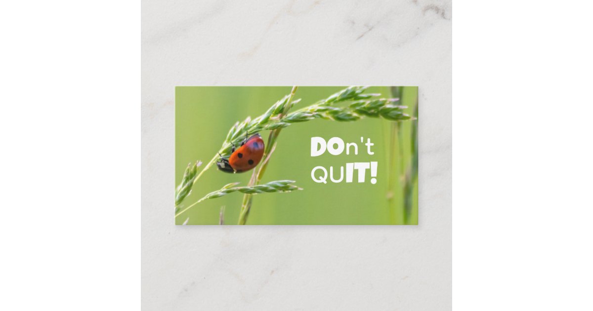 Beautiful ladybug with motivational quote business card | Zazzle