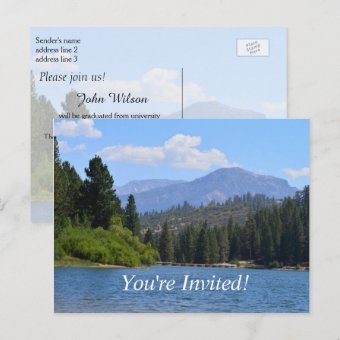 beautiful landscape picture graduation party invitation postcard | Zazzle