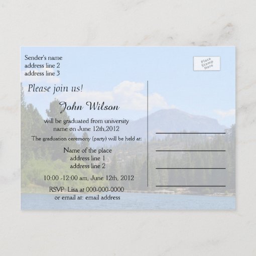 beautiful landscape picture graduation party invitation postcard | Zazzle