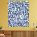 Beautiful Large Blue White Woodland Animal Pattern Canvas Print | Zazzle