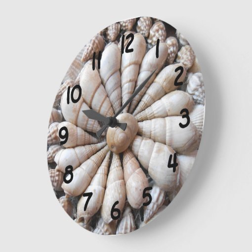 Beautiful Large Seashell Round Wall Clock | Zazzle