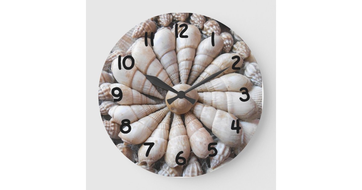Beautiful Large Seashell Round Wall Clock | Zazzle