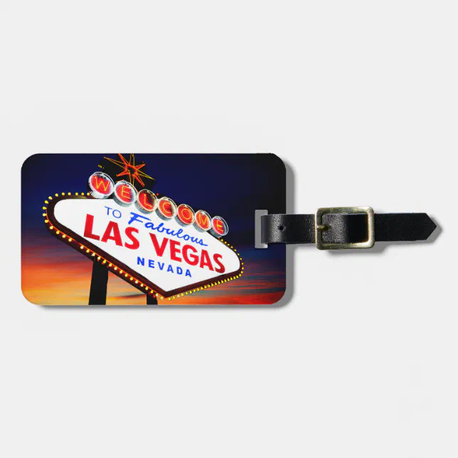 Beautiful Las Vegas Sunset with Travel Custom Info Luggage Tag | Zazzle
