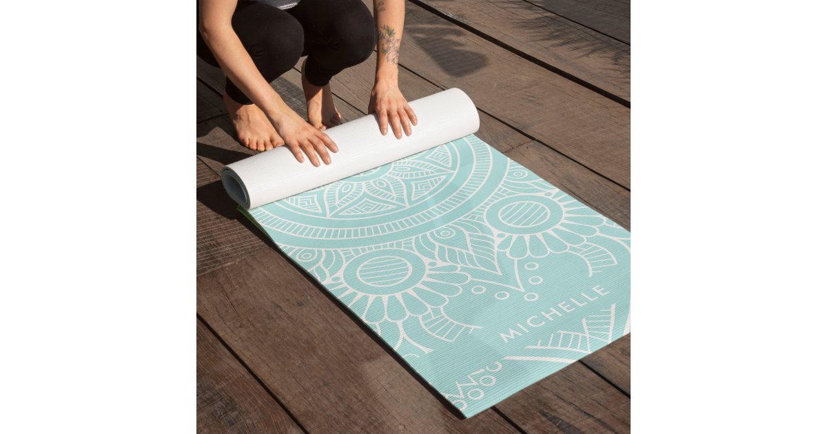 Beautiful Light Blue Mandala Yoga Mat | Zazzle