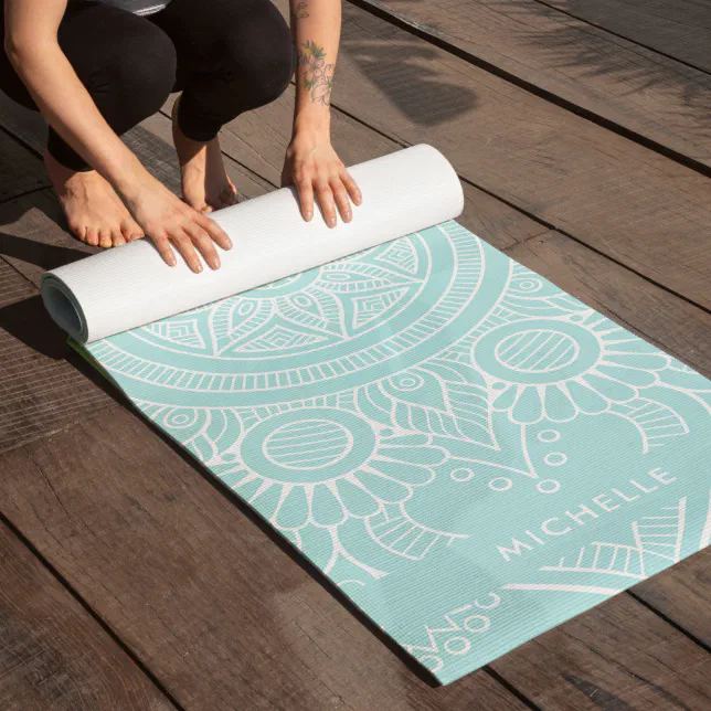 Beautiful Light Blue Mandala Yoga Mat | Zazzle