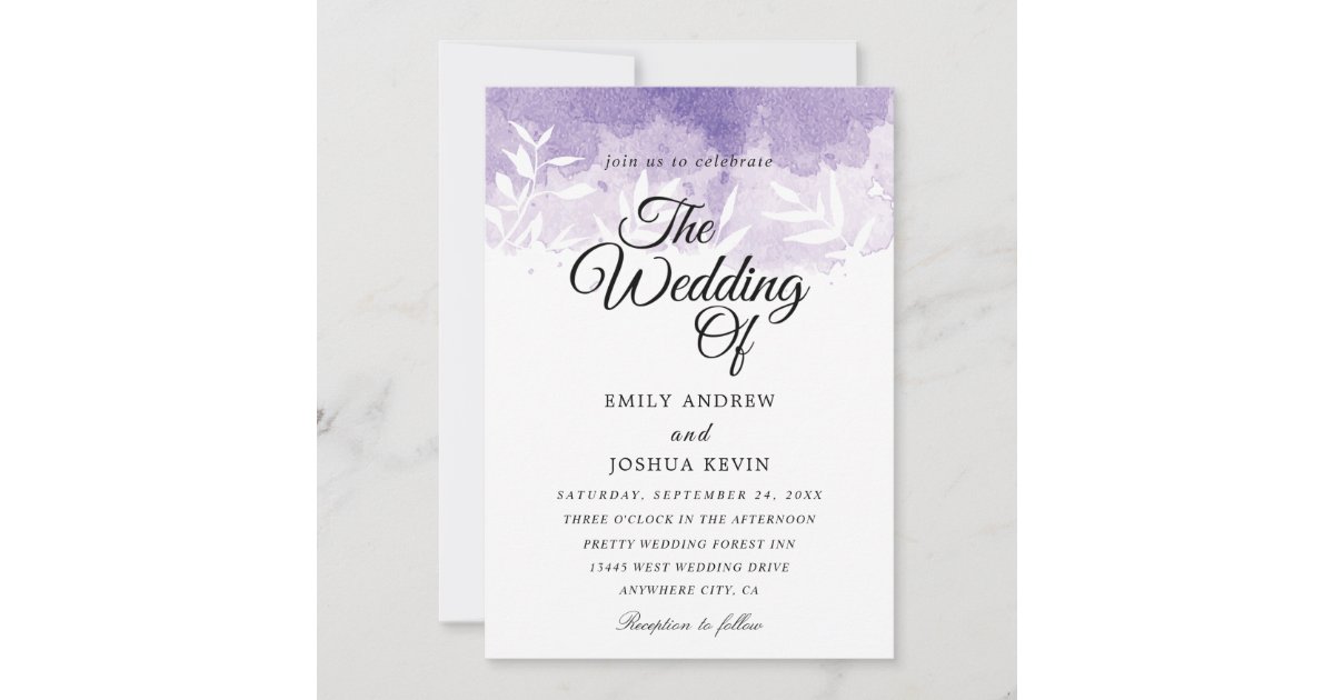 beautiful light purple wedding invitation | Zazzle