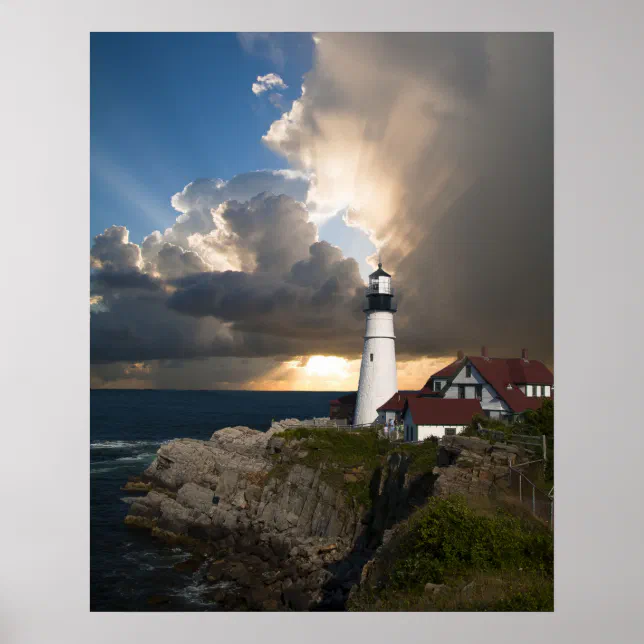 Beautiful Lighthouse at Sunset Poster | Zazzle