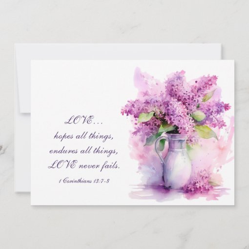 Beautiful Lilac Floral Christian Bible Wedding Invitation | Zazzle