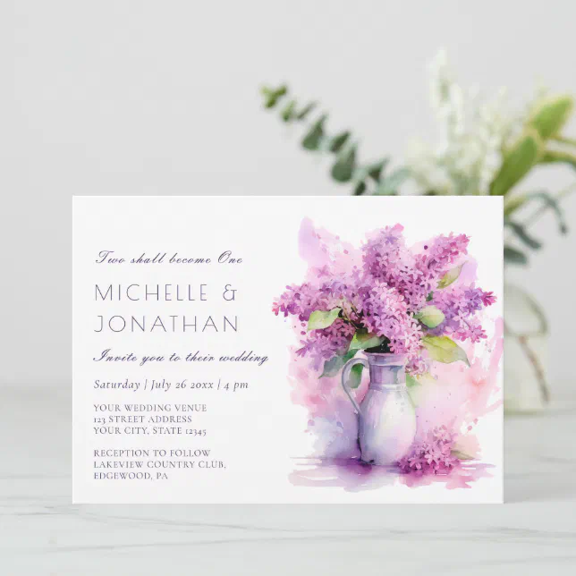 Beautiful Lilac Floral Christian Bible Wedding Invitation | Zazzle