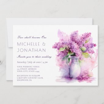 Beautiful Lilac Floral Christian Bible Wedding Invitation | Zazzle