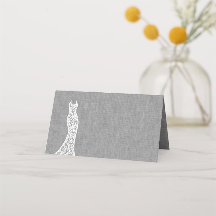 Beautiful Linen Bridal Shower Folded Place Cards | Zazzle.com