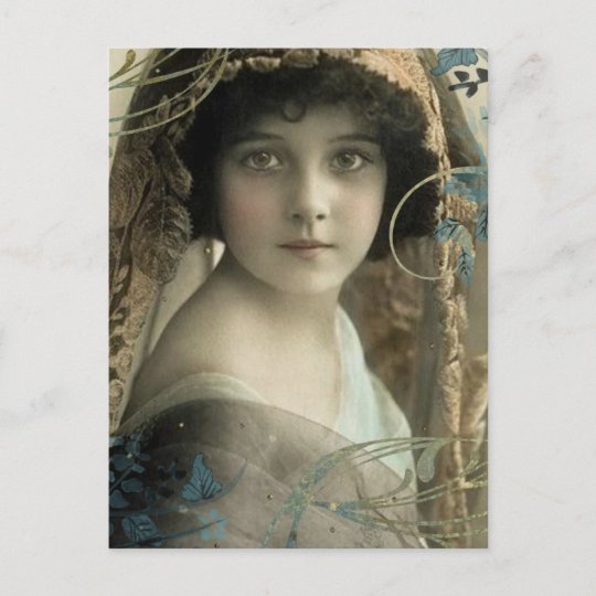 Beautiful Little Vintage Girl Postcard | Zazzle.com