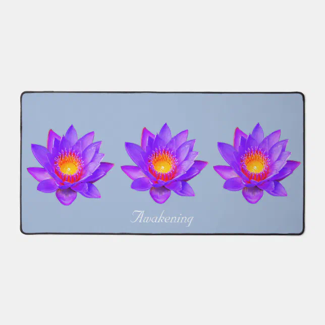 Beautiful Lotus Flowers on Light Blue Desk Mat | Zazzle