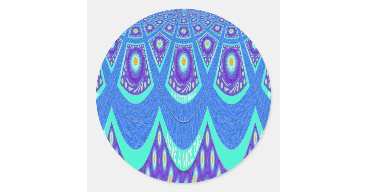 Beautiful Lovely Cyan Blue batik Print vector Art Classic Round Sticker ...