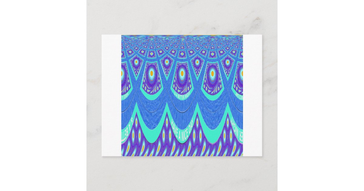 Beautiful Lovely Cyan Blue batik Print vector Art Postcard | Zazzle