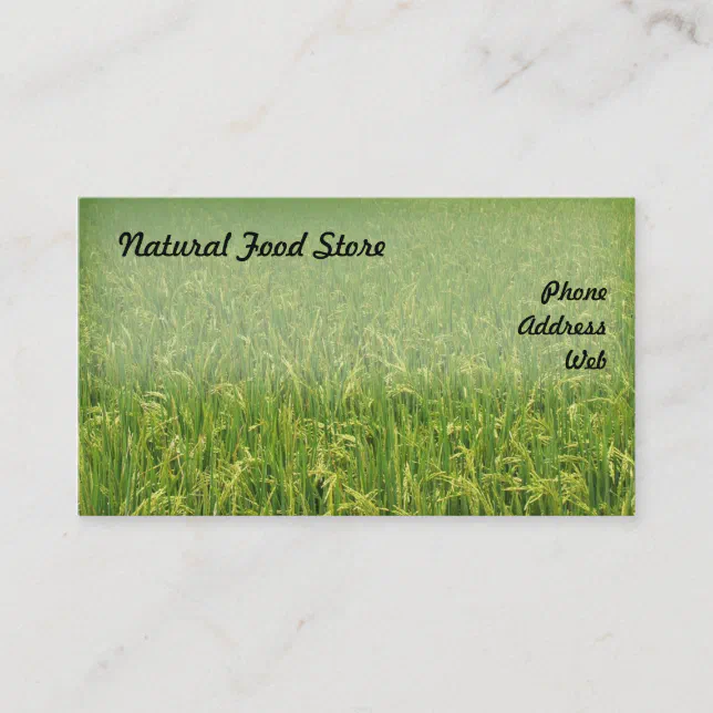 Beautiful Lush Green Rice Field Business Card | Zazzle