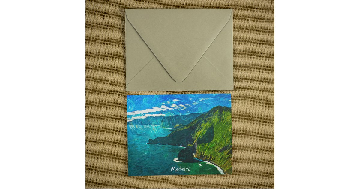 Beautiful Madeira Coastal View Oil Paint Postcard | Zazzle