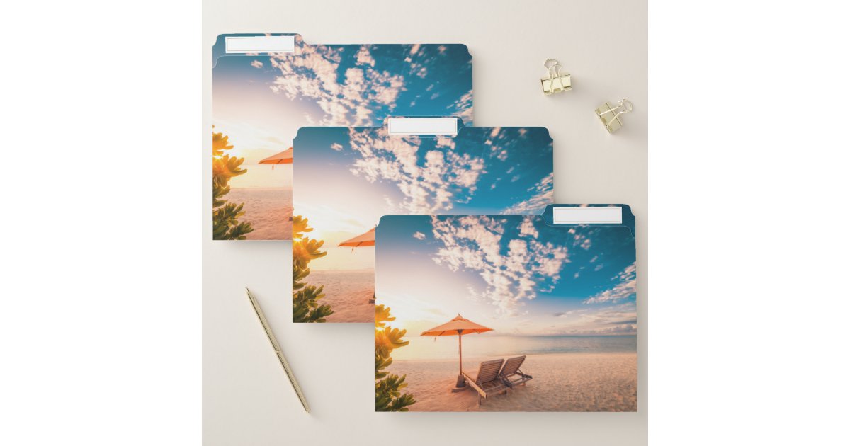 Beautiful Maldives Beach Sunset File Folder | Zazzle