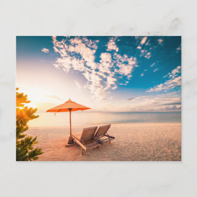 Beautiful Maldives Beach Sunset Postcard | Zazzle