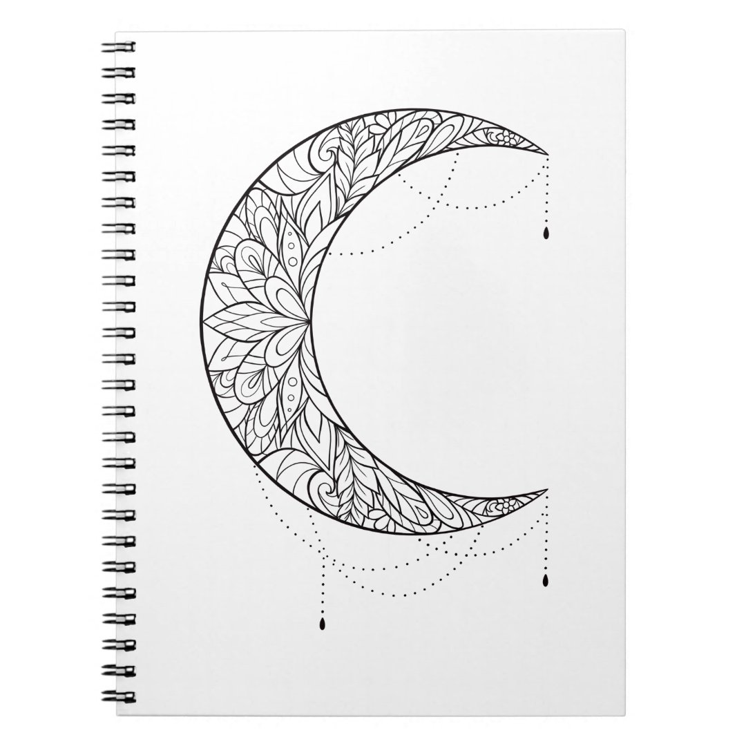 Beautiful Mandala Moon Design Pattern Notebook | Zazzle