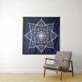 Beautiful Mandala on navy background Tapestry | Zazzle