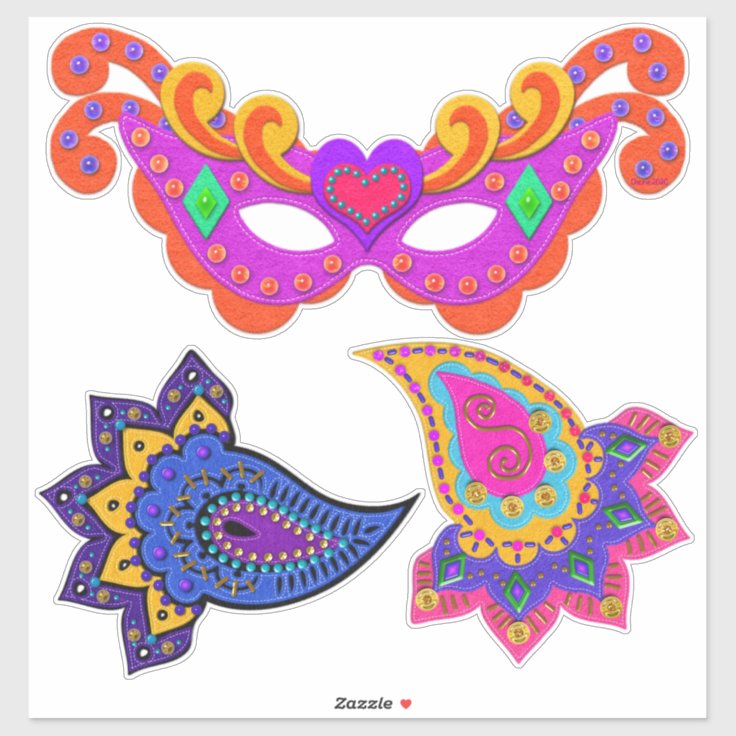 Beautiful Masquerade Mask Decorations Sticker | Zazzle