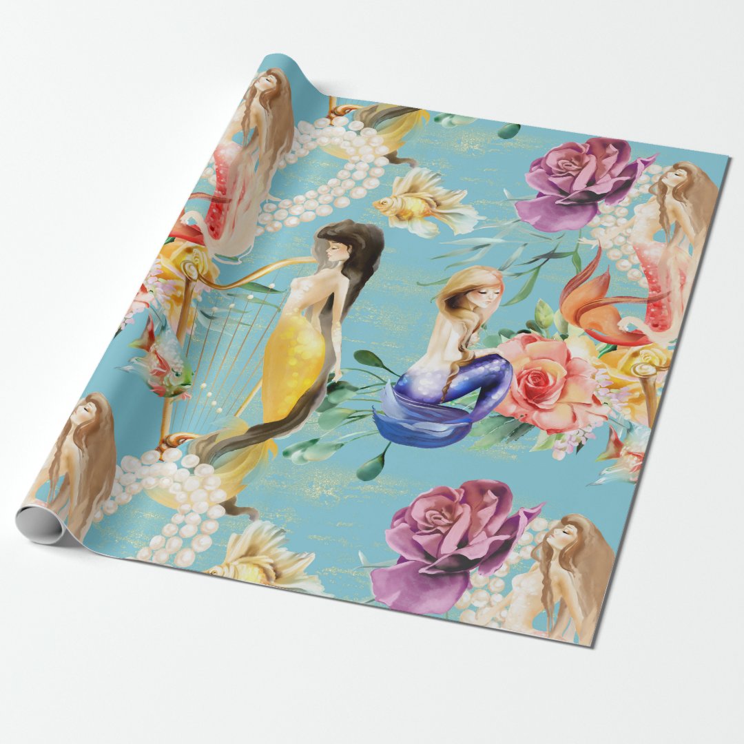 Beautiful Mermaid Colorful Wrapping Paper | Zazzle