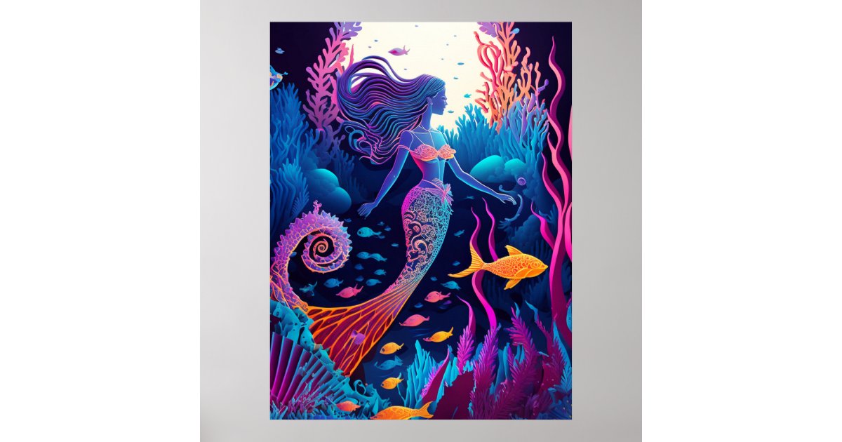 Beautiful Mermaid Sea Nymph Poster | Zazzle