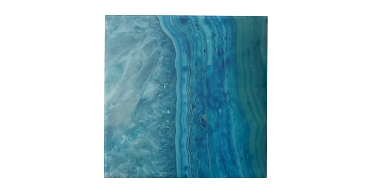 Beautiful Modern Blue Agate Ceramic Tile | Zazzle