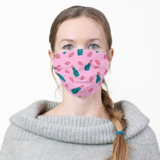 Beautiful modern face mask with lips and lipstick | Zazzle