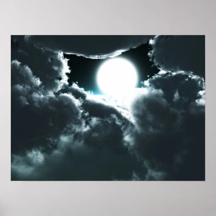 Beautiful moon night scenery poster | Zazzle