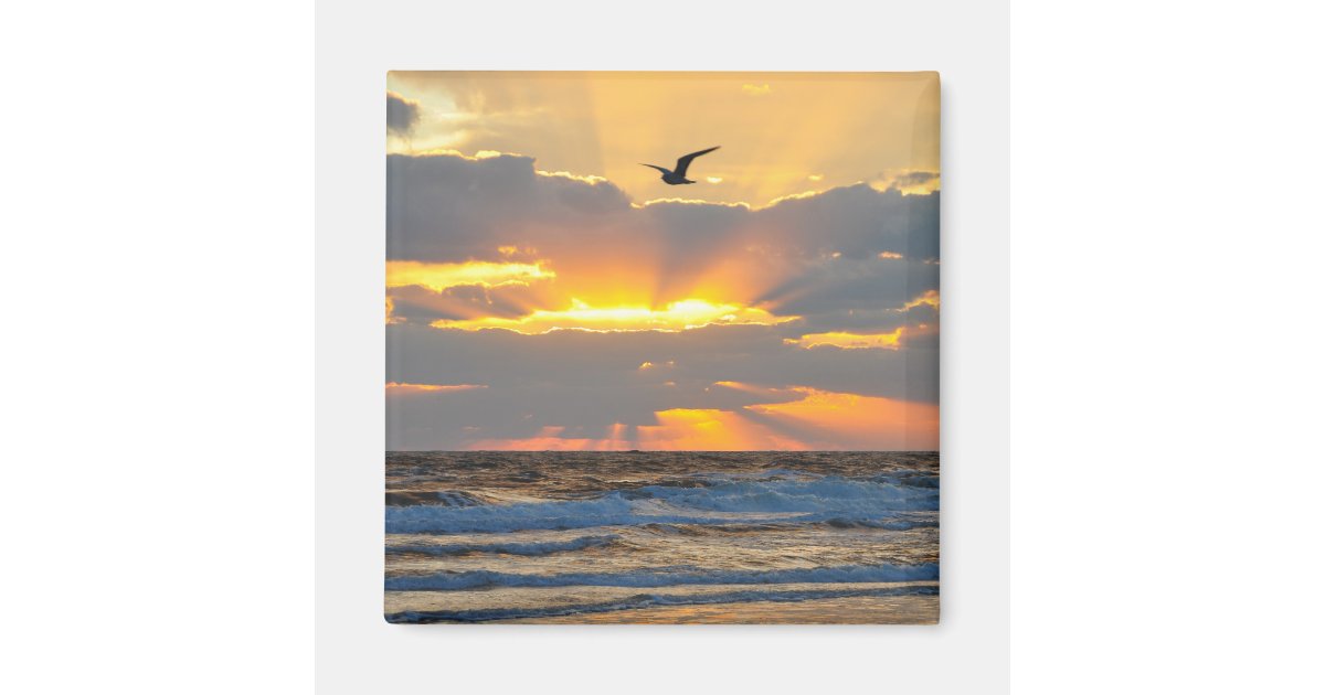 Beautiful Morning Beach Sunrise Scenery Magnet | Zazzle