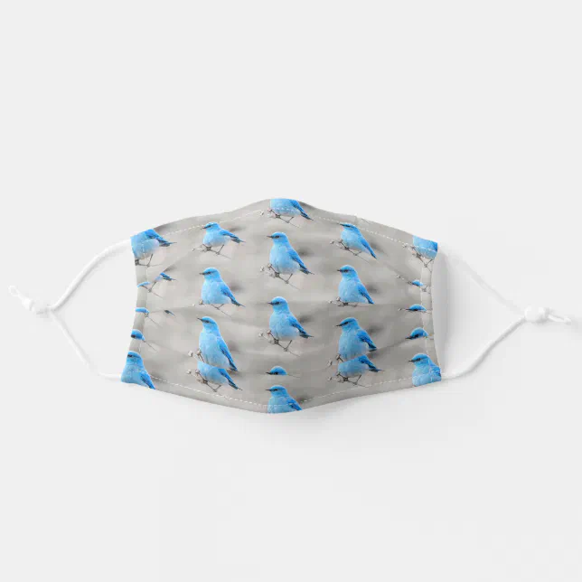 Beautiful Mountain Bluebird on the Tansy Adult Cloth Face Mask | Zazzle
