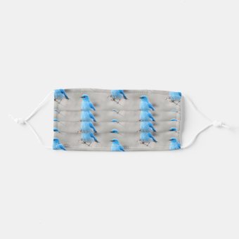 Beautiful Mountain Bluebird on the Tansy Adult Cloth Face Mask | Zazzle