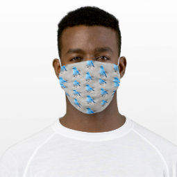 Beautiful Mountain Bluebird on the Tansy Adult Cloth Face Mask | Zazzle
