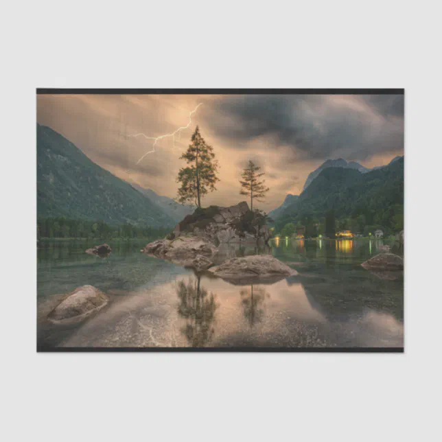 Beautiful Mountain Lake in the Evening Photo Tissue Paper | Zazzle