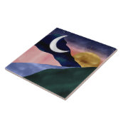Beautiful Mountain River Moon Sunset Design Ceramic Tile | Zazzle