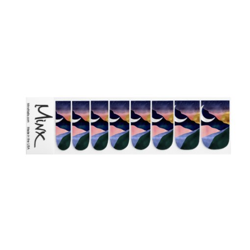 Beautiful Mountain River Moon Sunset Design Minx Nail Art | Zazzle