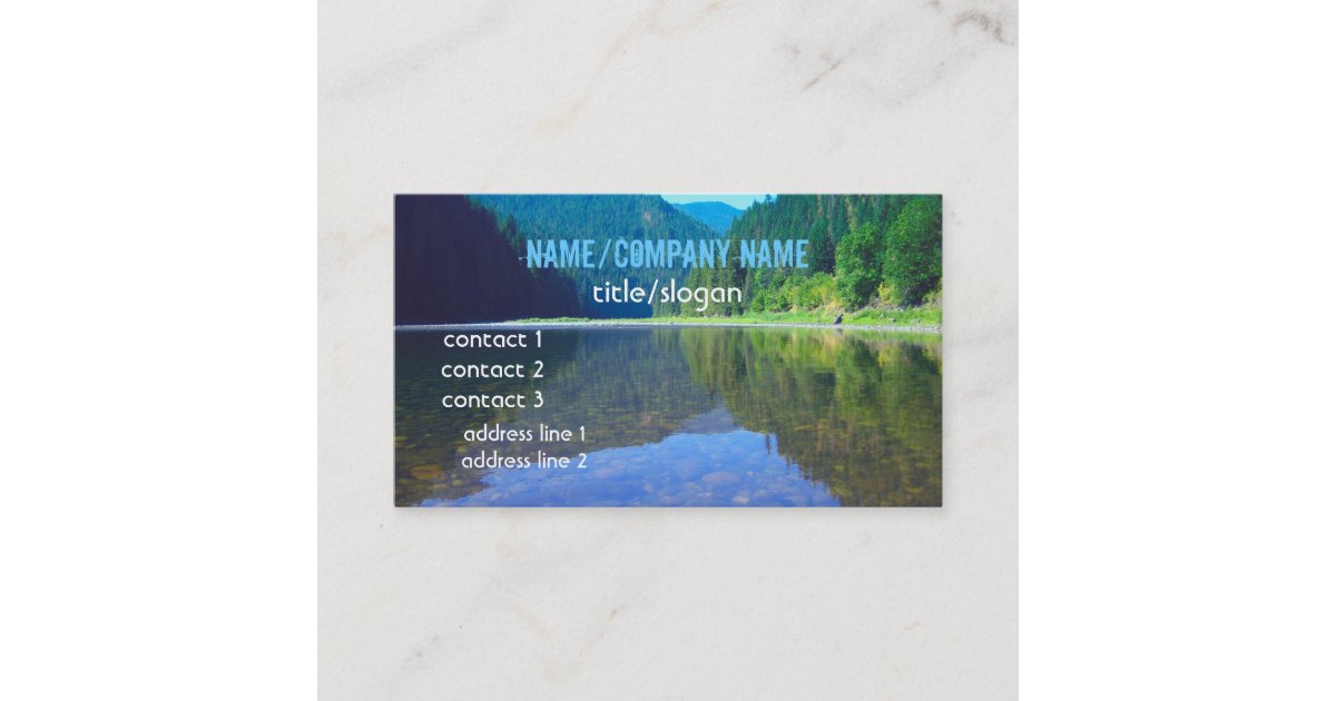 beautiful mountain river reflection business card | Zazzle