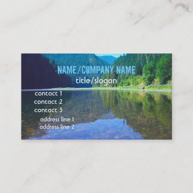 beautiful mountain river reflection business card | Zazzle