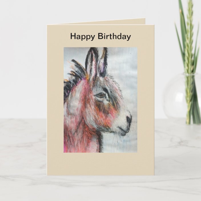 Beautiful multicoloured donkey Birthday Card | Zazzle.com