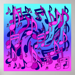 Beautiful Music Lively Musical Notes Expressive Poster | Zazzle